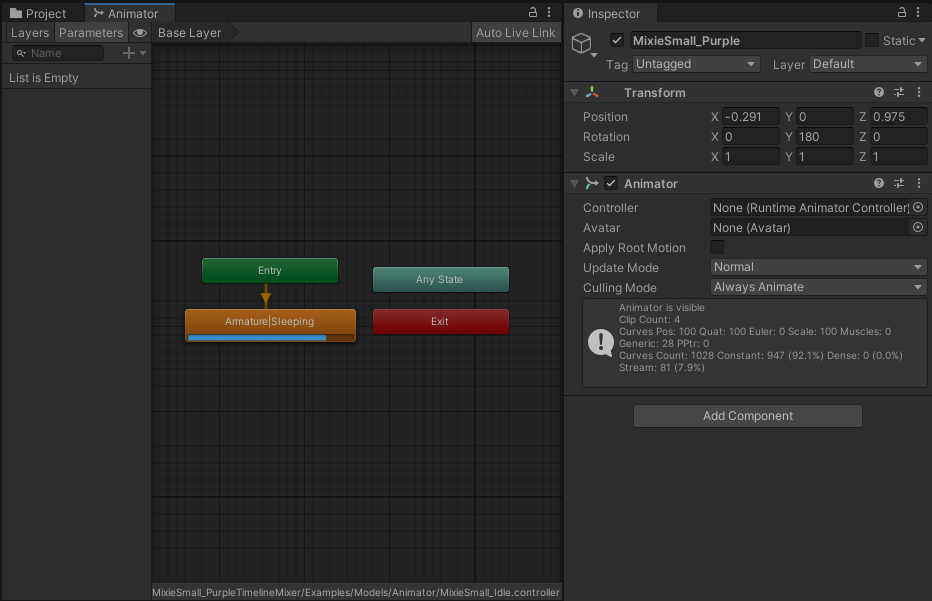 Timeline Mixer Documentation: AnimatorController and TimelineMixerComponent